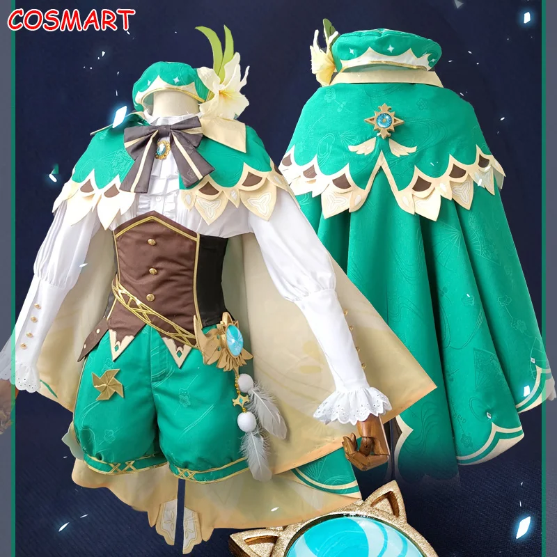 Anime Genshin Impact Venti Game Suit Green Lovely Uniform With Cloak ...