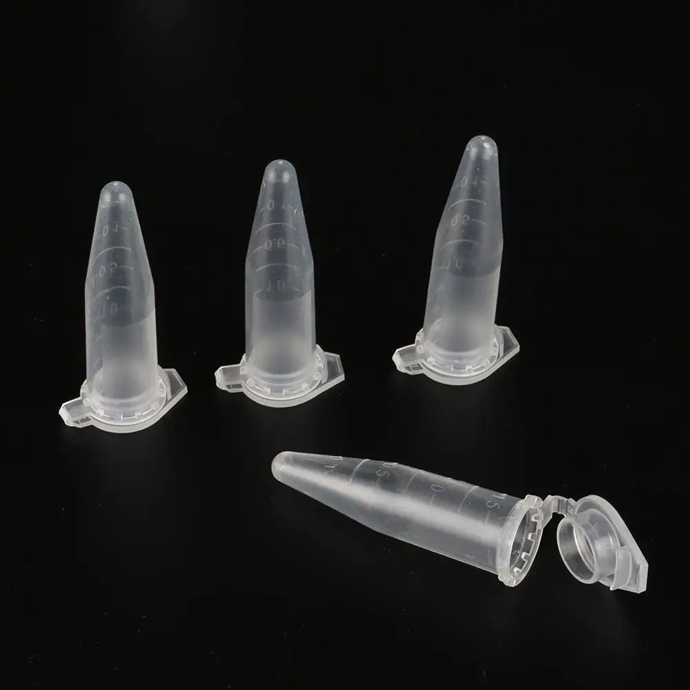 100Pcs Clear Micro Plastic Test Tube Centrifuge Vial Snap Cap Container ...