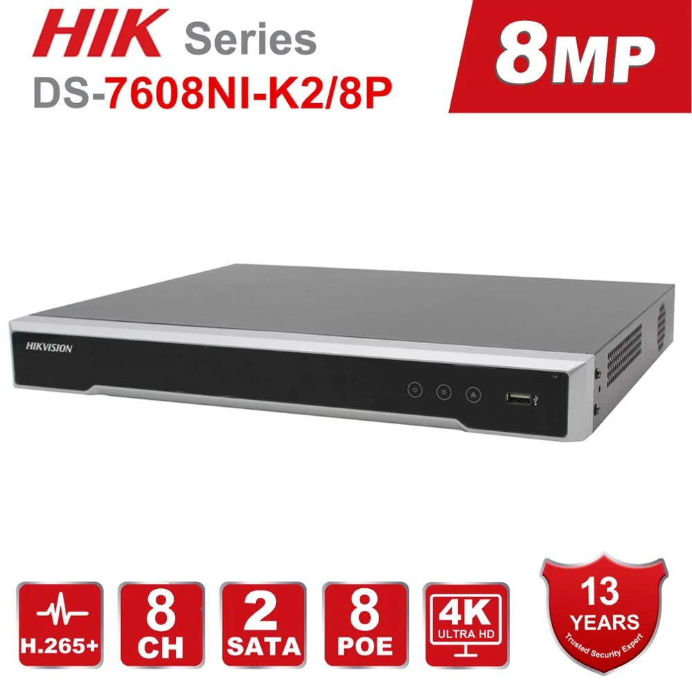 Hikvision POE NVR 4K 8MP 8CH DS 7608NI K2/8P Embedded Plug & Play 4K ...