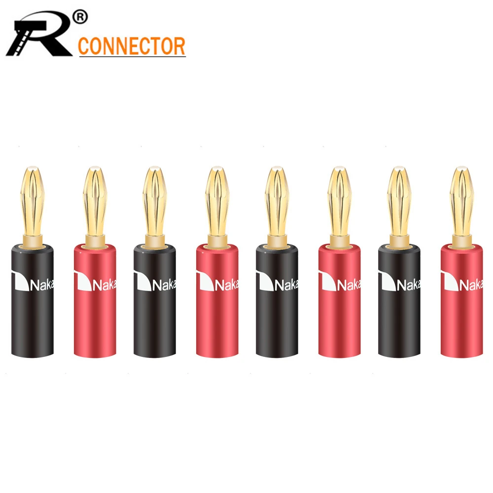 8pcs Plastic Banana Connector Red and Black 4mm Solderless Side ...