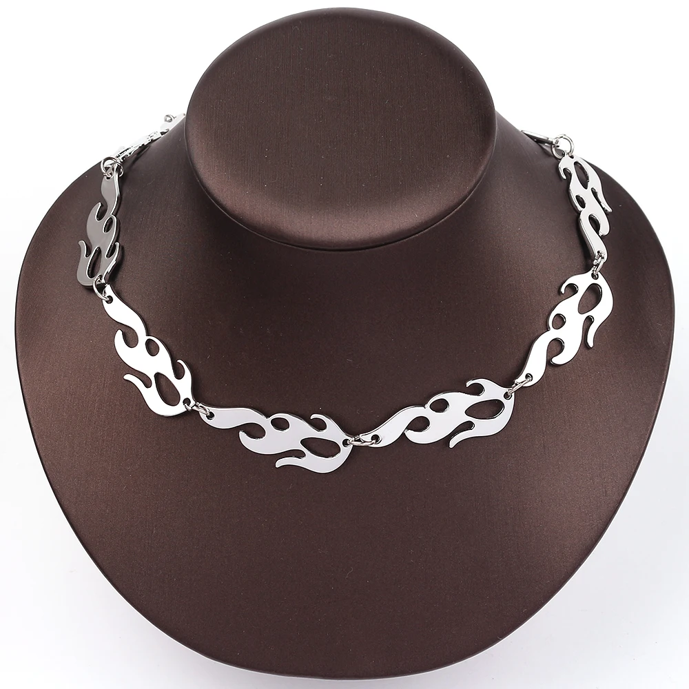 Harajuku Streetwear Flame in Choker Necklace Punk Gothic flame chain ...