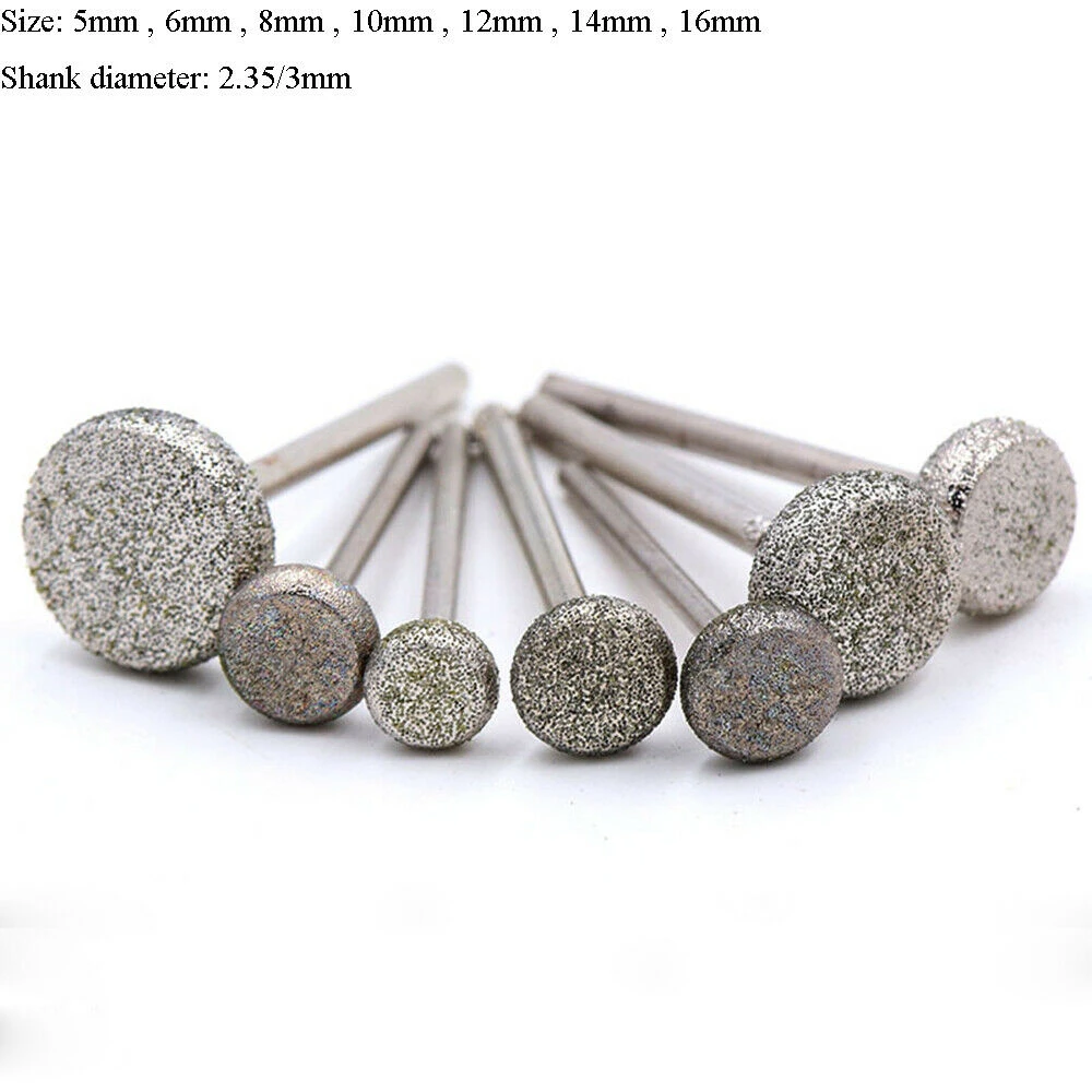 Dremel용 플랫 라운드 다이아몬드 버 그라인딩 조각 비트, 2.35/3mm 생크, 5 16mm|연마 공구| - AliExpress