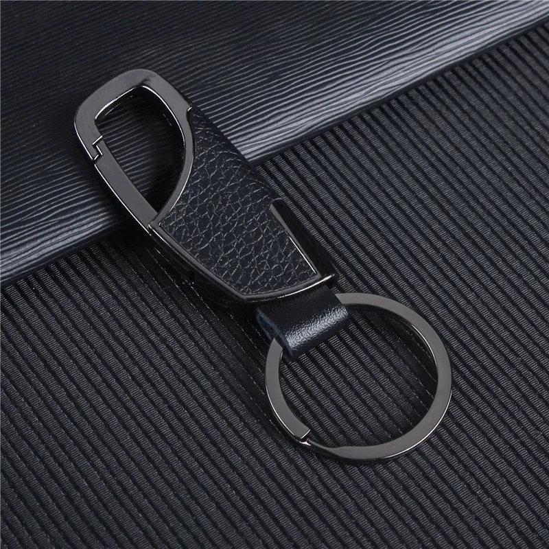 Luxury-Leather-Men-Keychain-Black-Clasp-Creative-DIY-Keyring-Holder-Car ...