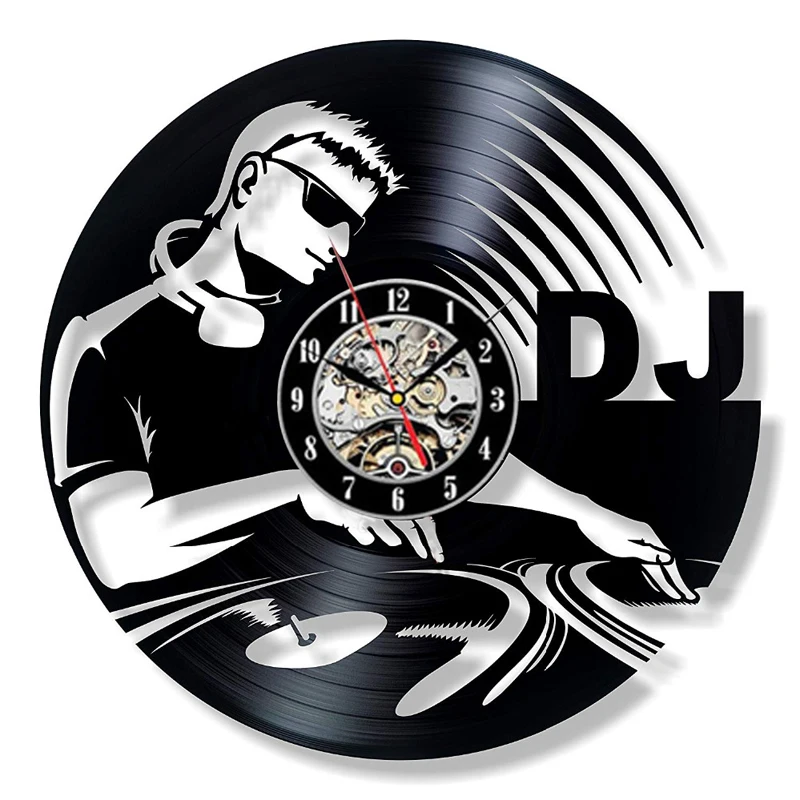 DJing Vinyl Record Wall Clock Modern Design Music Theme DJ Rock Band ...