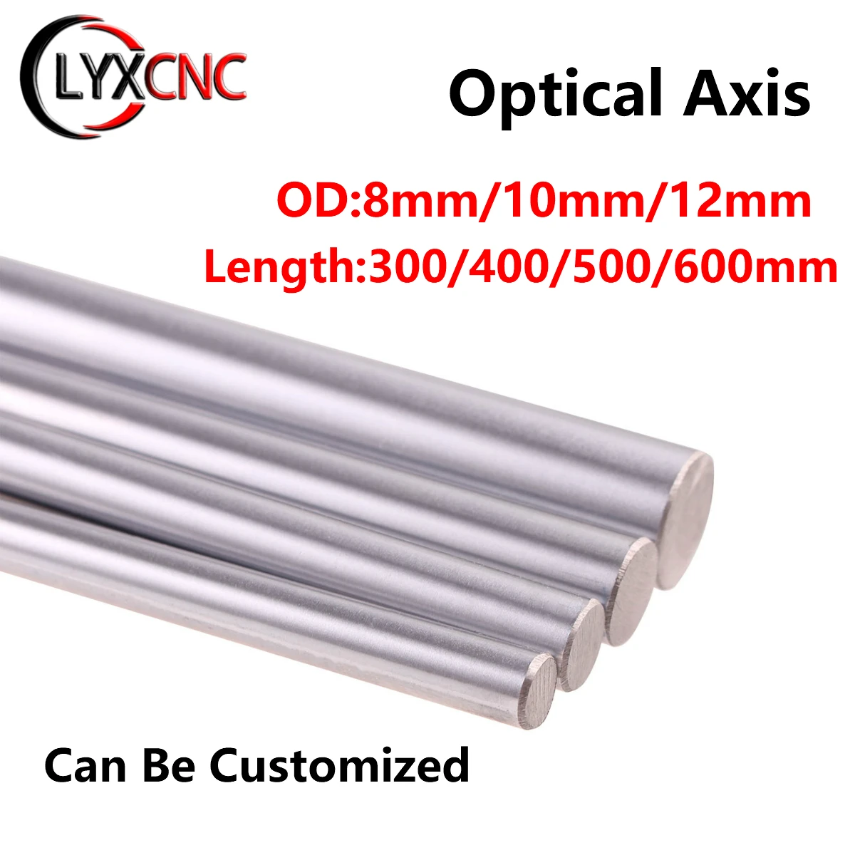 2PCS Linear Optical Axis OD 8mm 10mm 12mm Shaft Cylinder Linear Rail ...
