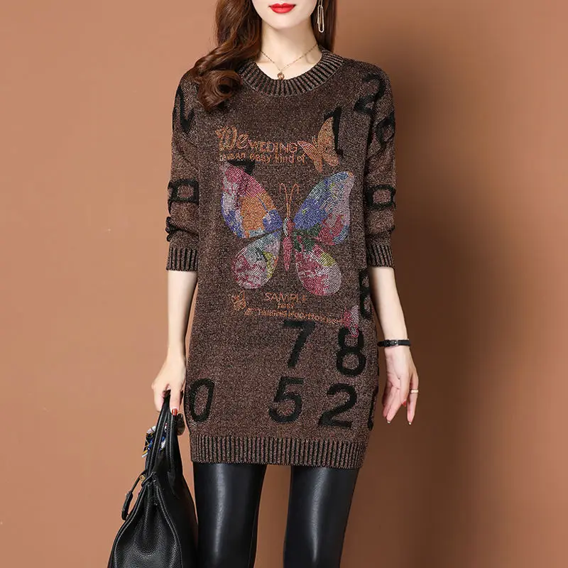 Pull-cor-en-mi-long-diamants-brillants-pour-femmes-pull-over-col-rond ...