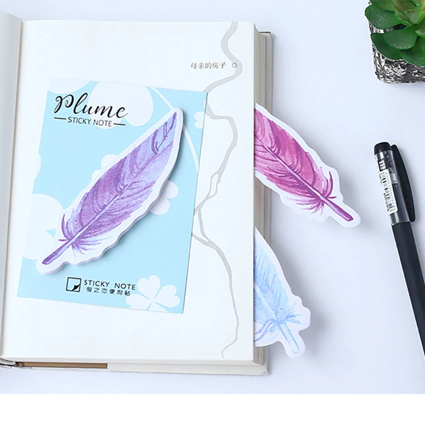 colorful-feather-shape-memo-pad-sticky-notes-school-office-supplies ...