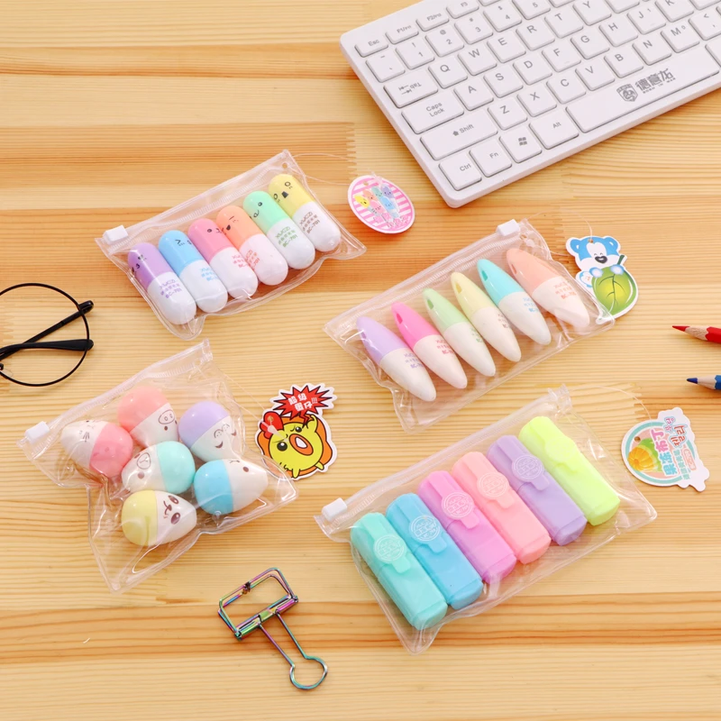 6 Pcs/lot Capsules Highlighter Vitamin Pill Highlight Marker Diy Color ...