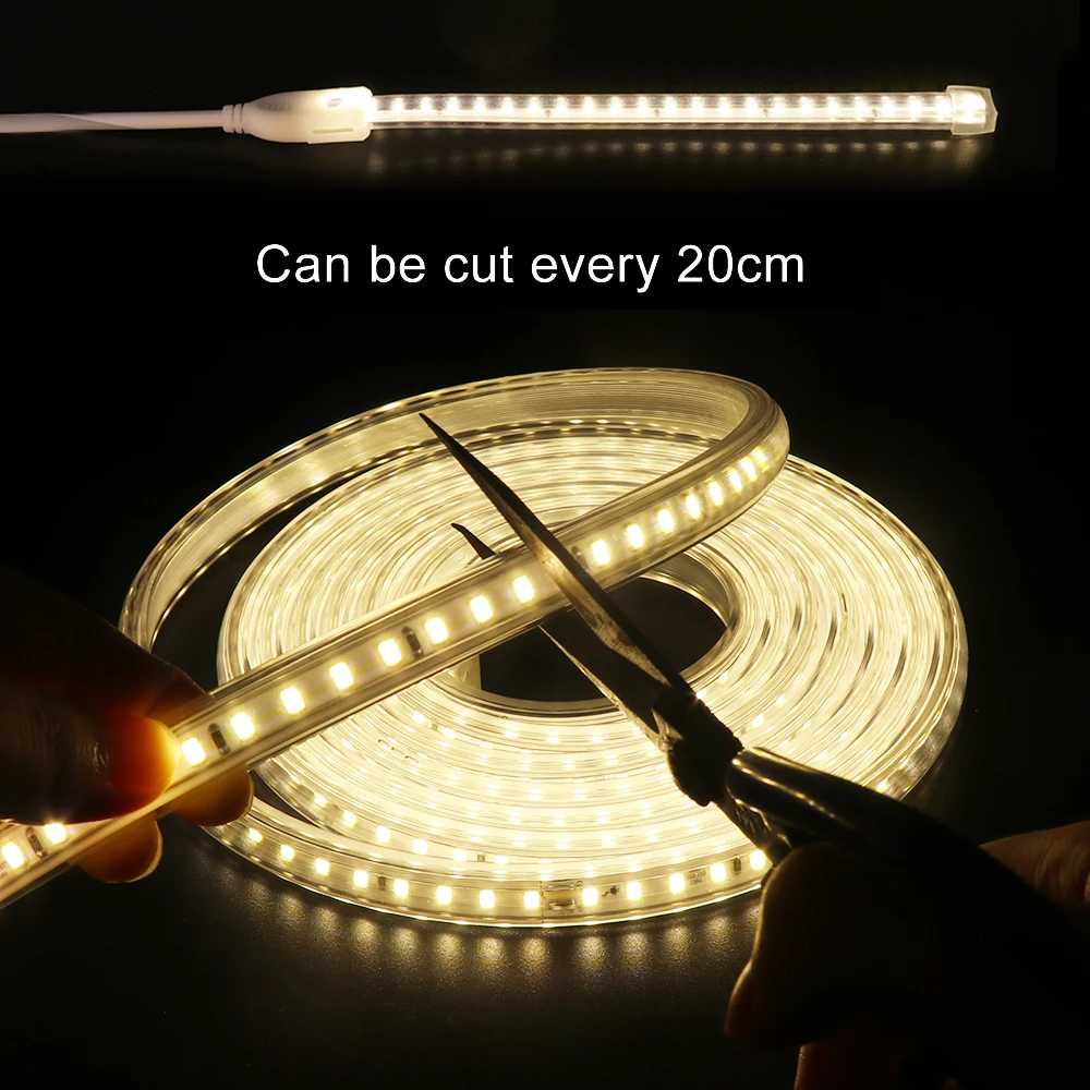 220V LED Strip Light 2835 120LED/m 20cm Cut ON/OFF Switch EU Plug ...