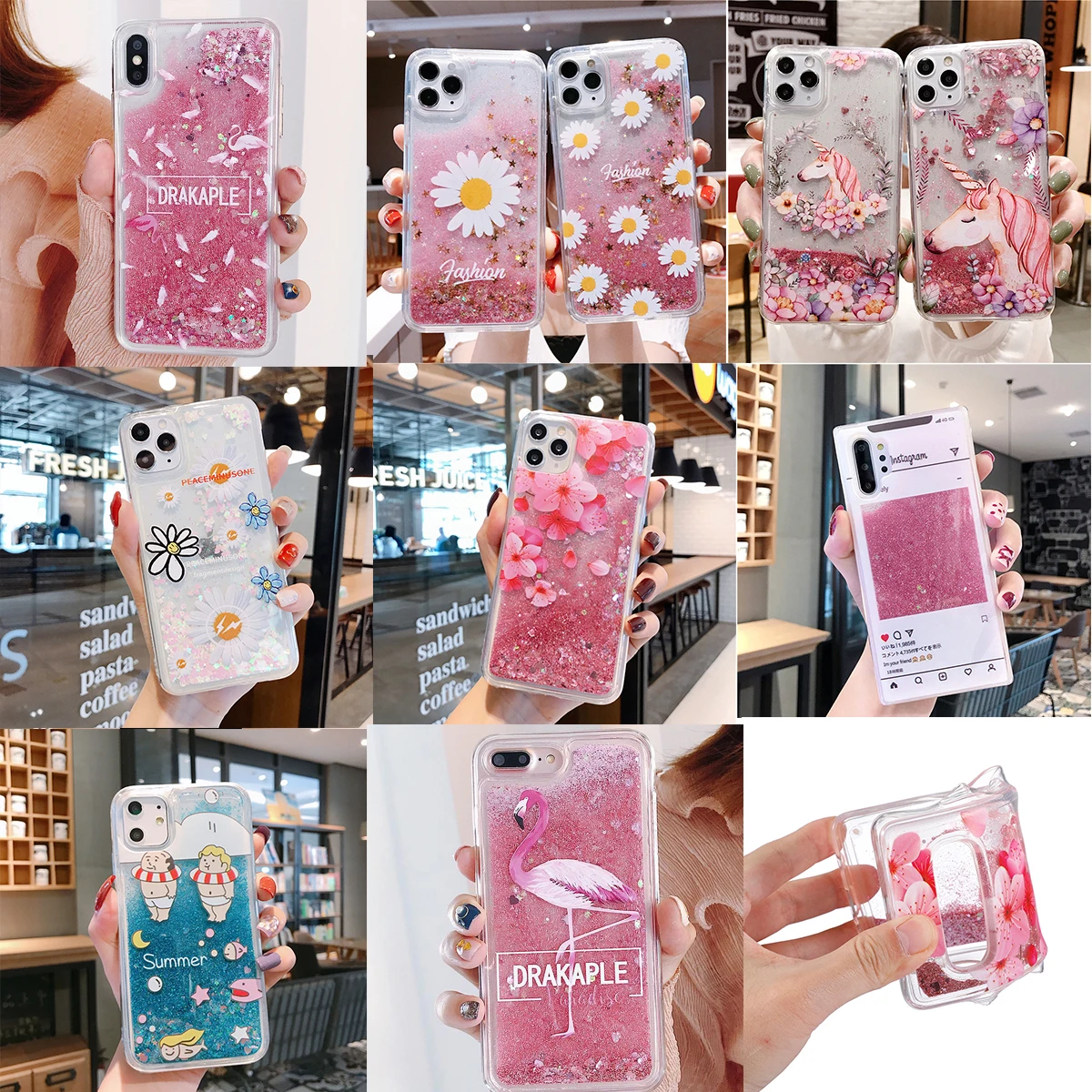 Floral-Unicorn-Flamingo-Glitter-Water-Liquid-Phone-Case-For-VIVO-Y3-Y11 ...