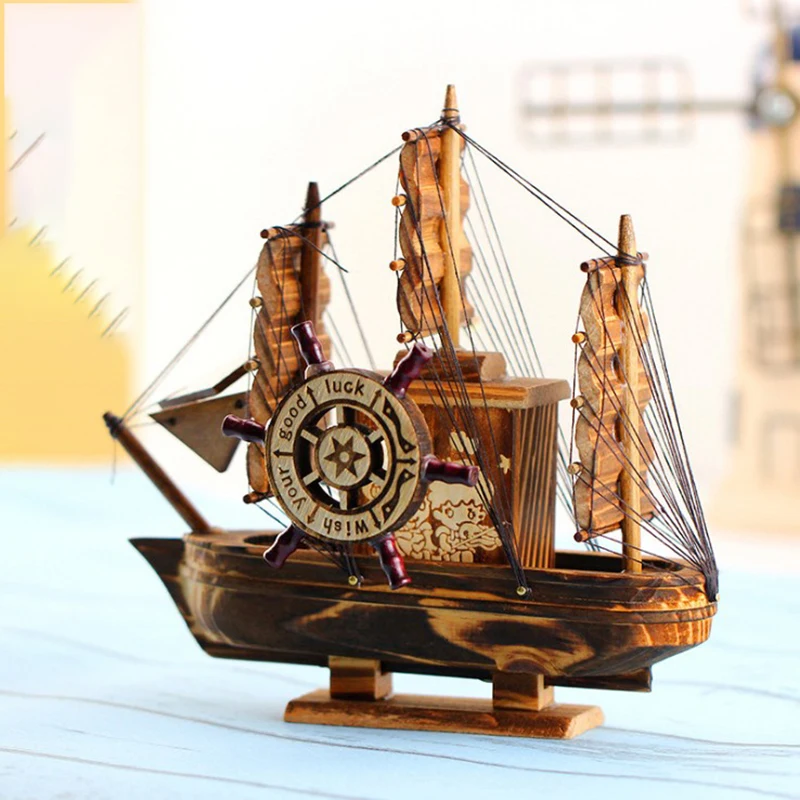 Wooden-sailing-crafts-Ornaments-Room-Decor-music-sailing-model-retro ...