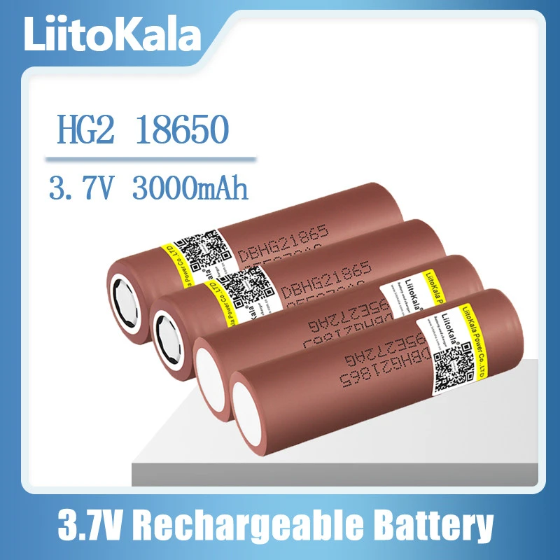 LiitoKala 고방전 배터리, 충전식 고 드레인 배터리 또는 박스 모드 손전등, 인기, HG2 18650, 3000mah ...