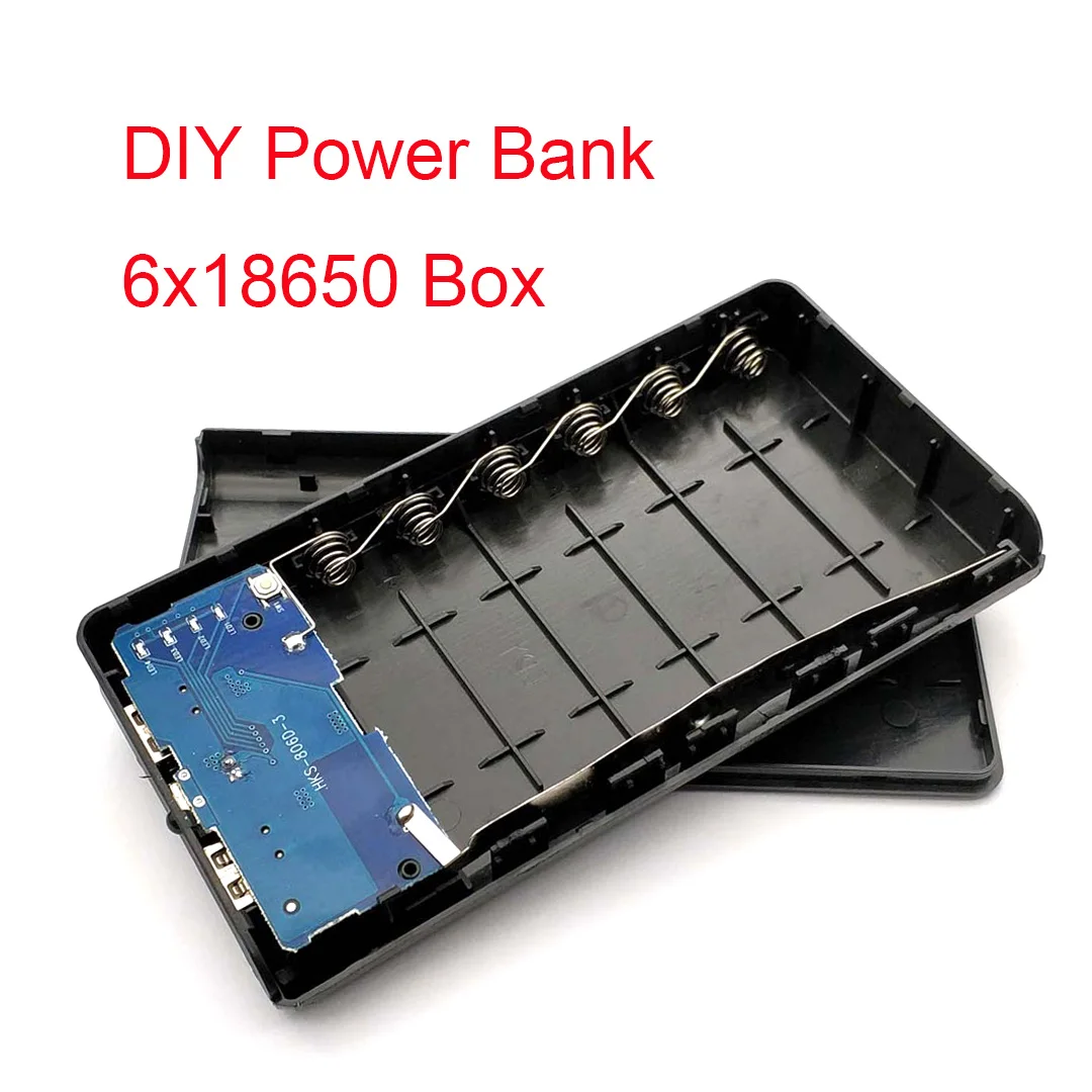 6x18650 Battery Power Bank Box DIY Power Bank Case Dual USB 18650 ...