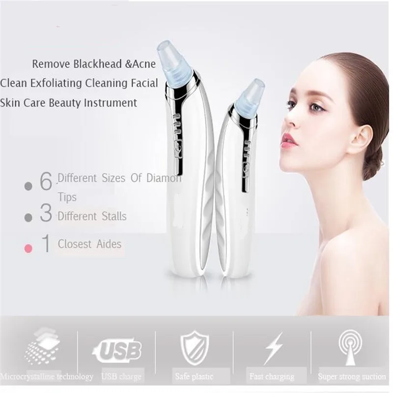 Portable Electric Vacuum Blackhead Removal Suction Facial Pore Cleaner ...