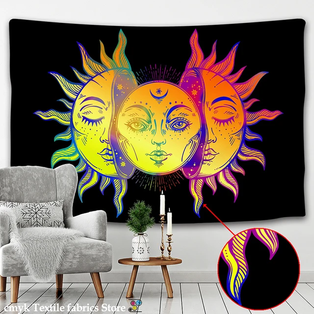 Indian Mandala Sun And Moon Wall Art Tapestry Hanging