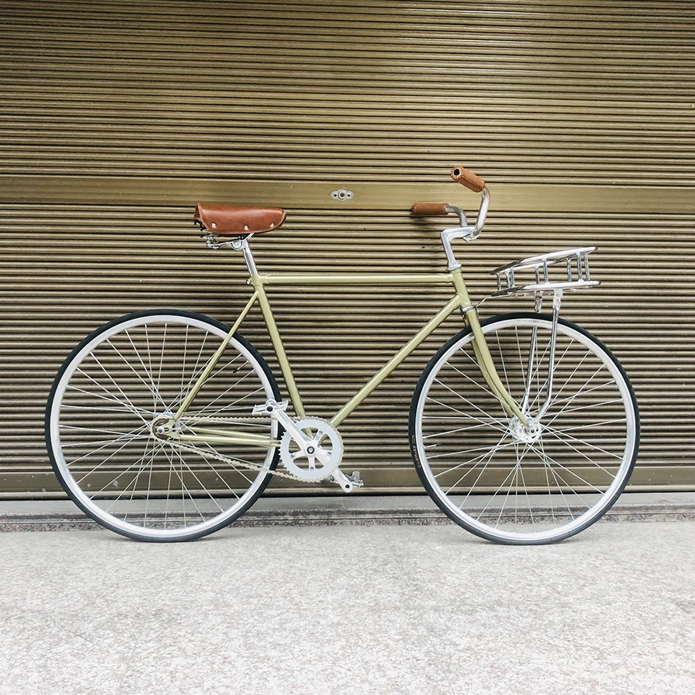 Retro bicicleta de estrada quadro ouro 700c engrenagem fixa bicicleta ...