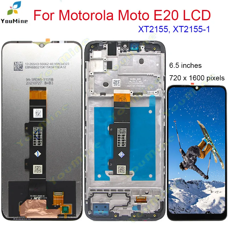 Original 6.5'' For Motorola Moto E20 LCD with frame XT2155-6, XT2155-1 ...