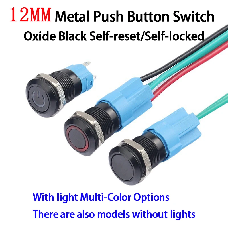 Black-Push-Button-Switch-12mm-Waterproof-Dustproof-Illuminated-Led ...