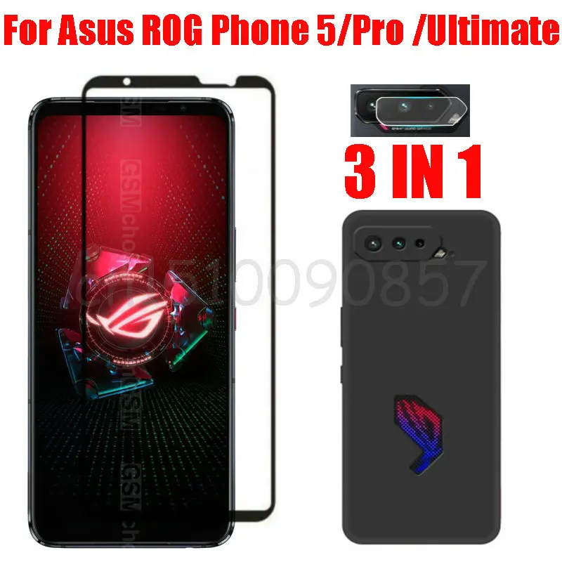 3 in 1 카메라 강화 유리 Asus ROG Phone 5 I005DA I005DB ZS673KS 화면 보호기, ROG Phone 5 Pro 2.5 D Glass|전화 ...