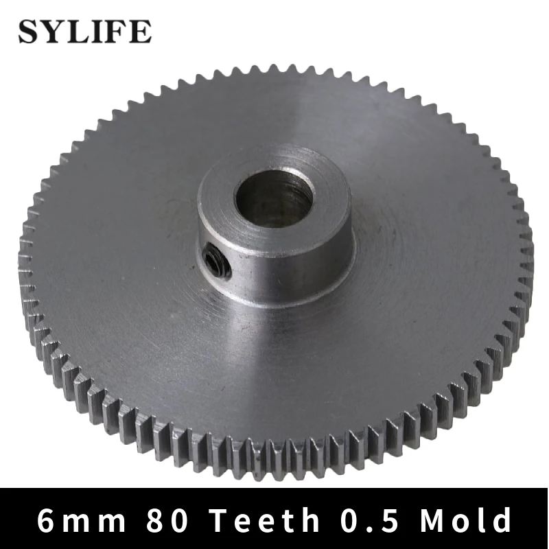 41x10x6MM-Silver-80-Teeth-Motor-Metal-45-Steel-Gear-Wheel-0-5-Modulus ...