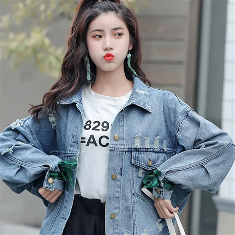 2021 Spring Autumn New Women Denim Jacket Loose Coat Bf Wind Embroidery ...