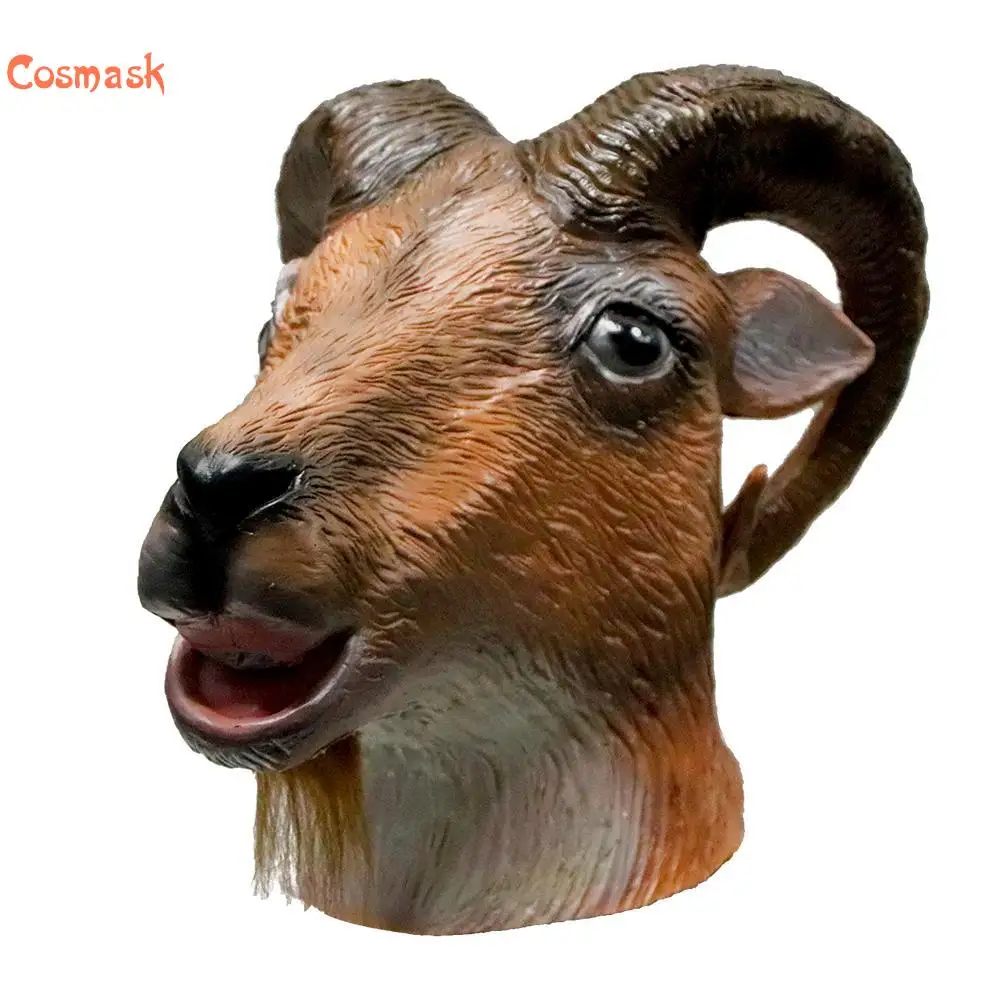 Cosmask Latex Goat Mask For Halloween Costume Party Rubber Full Head ...