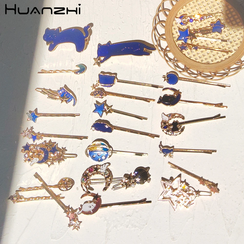 HZ-2020-Japan-Fantasy-Starry-Sky-Moon-Cat-Sequin-Glaze-Metal-Hair-Clip ...