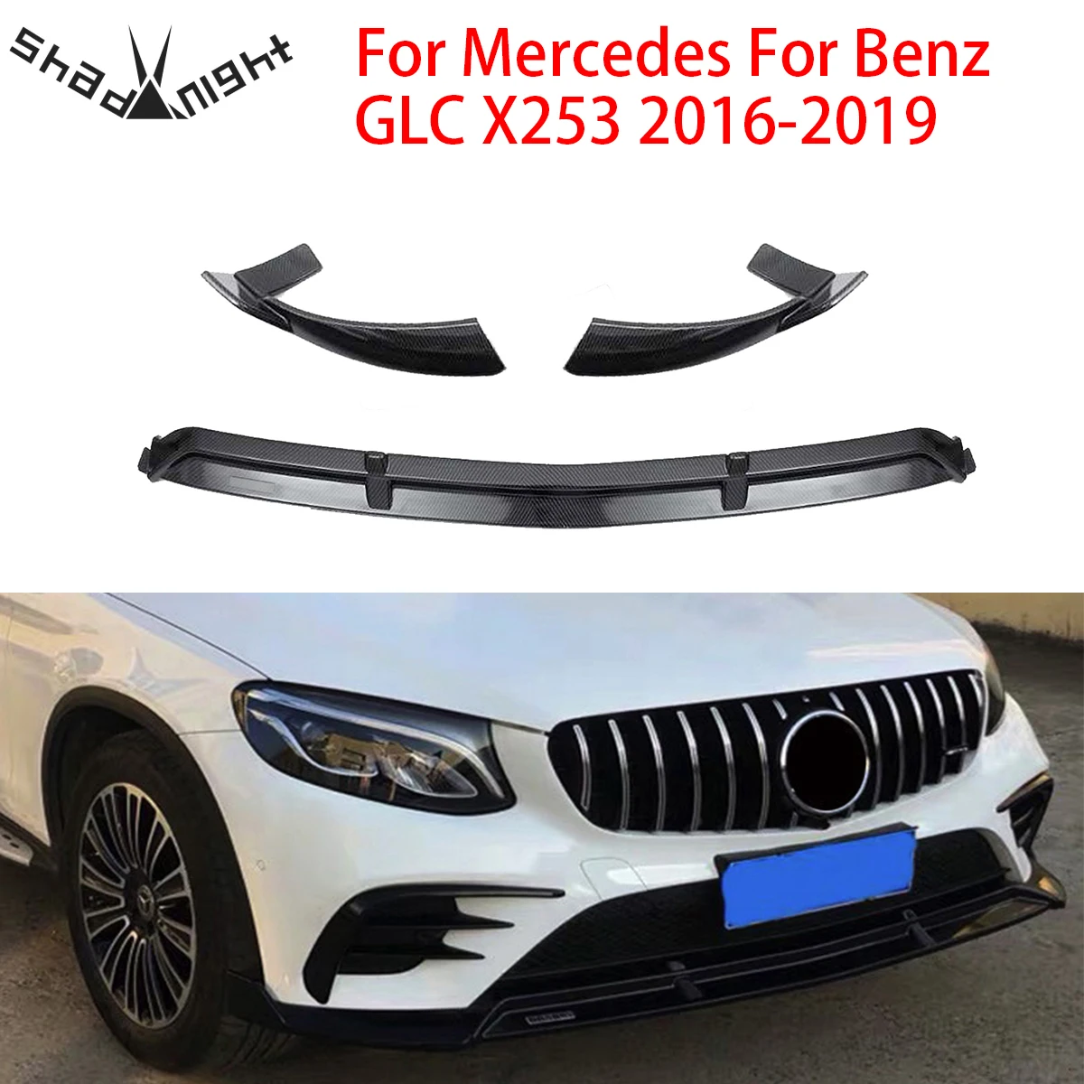 For-Mercedes-For-Benz-GLC-X253-2016-2019-3PCS-Carbon-Fiber-Look-Car ...