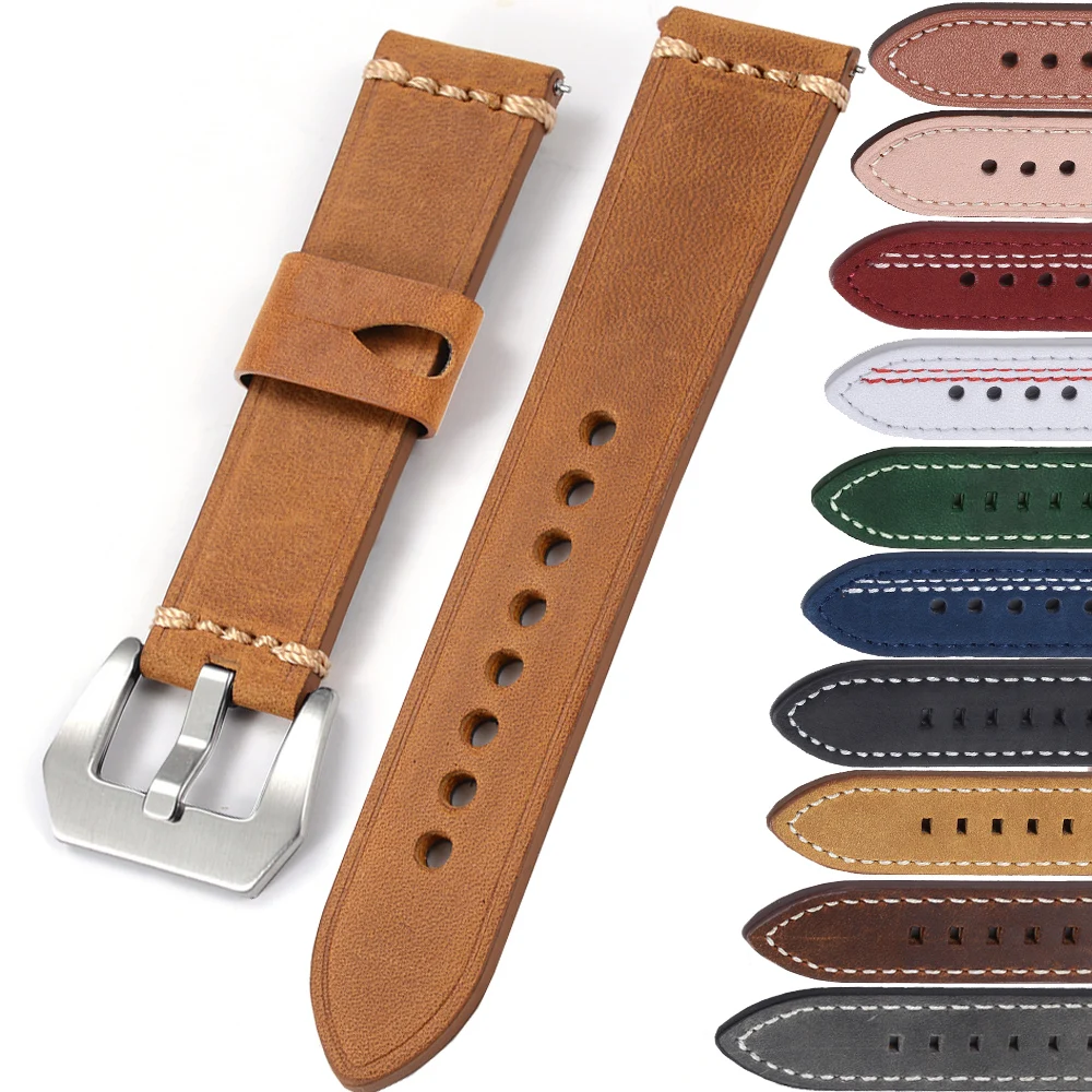 Men Watch Band Genuine Leather Straps 22mm 24mm Watch Accessories Belt ...