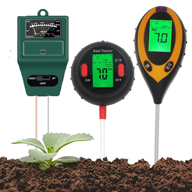 2/3/4/5 IN 1 Soil PH Meter Soil Tester PH Sunlight Moisture Temperature ...