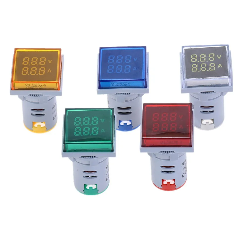 New Square LED Digital Dual Display Voltmeter Ammeter Voltage Gauge Current Meter Measurement AC ...