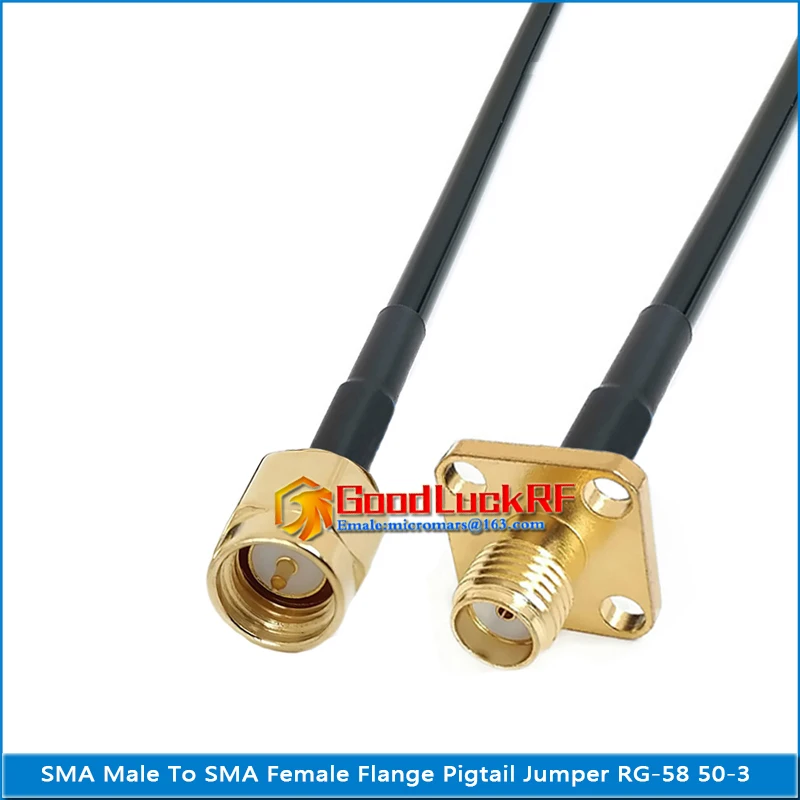 Sma Male To Sma Female 4 Hole Flange Chassis Panel Mount Pigtail Jumper Rg-58 Rg58 3d-fb 50-3 ...