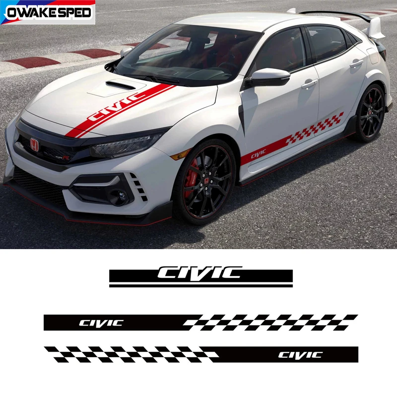 Car-Door-Side-Skirt-Sticker-For-Honda-Civic-TypeR-Hatchback-Sedan-Auto ...