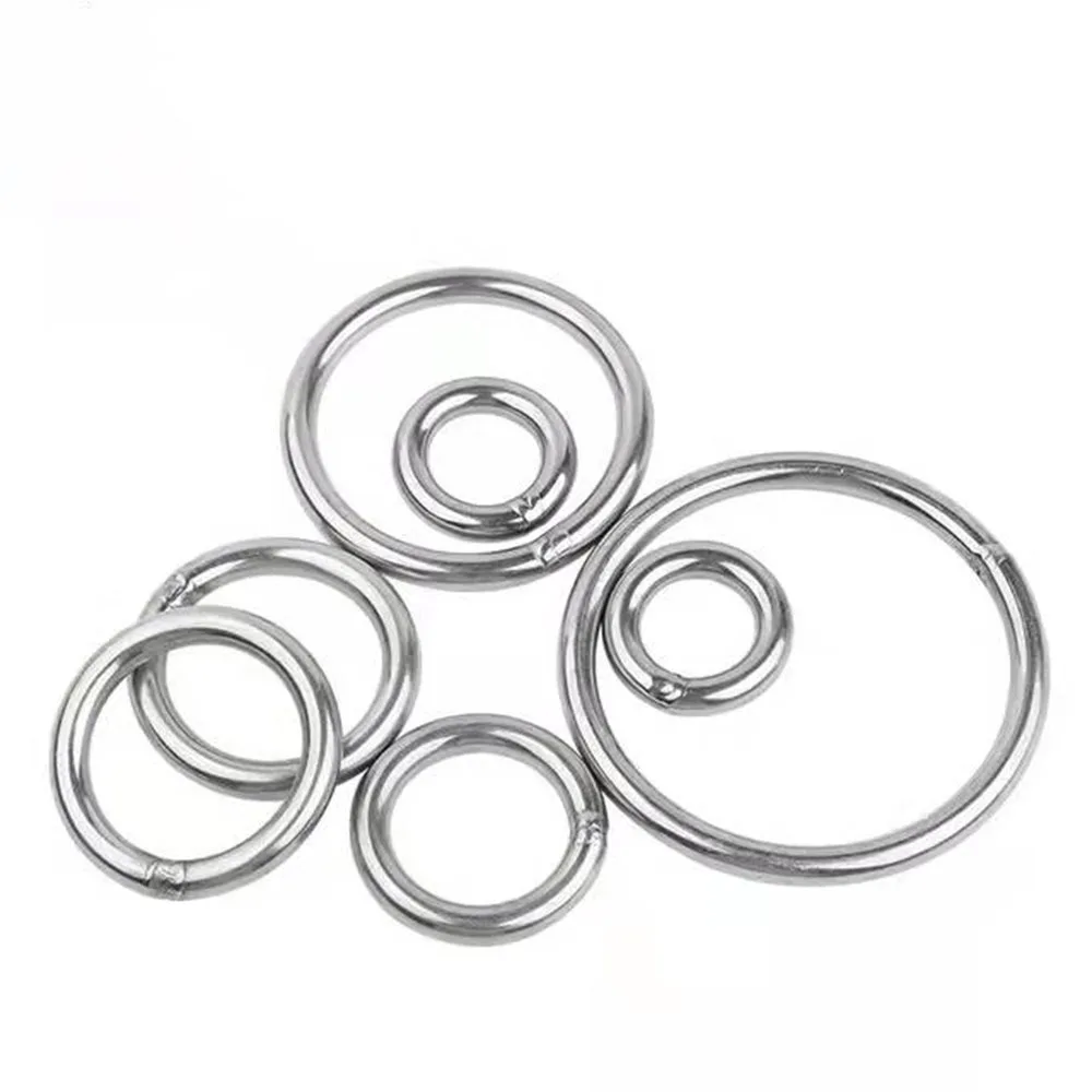 2/5pcs 304 Stainless Steel Solid Welded Circular Ring Iron Smooth Metal ...