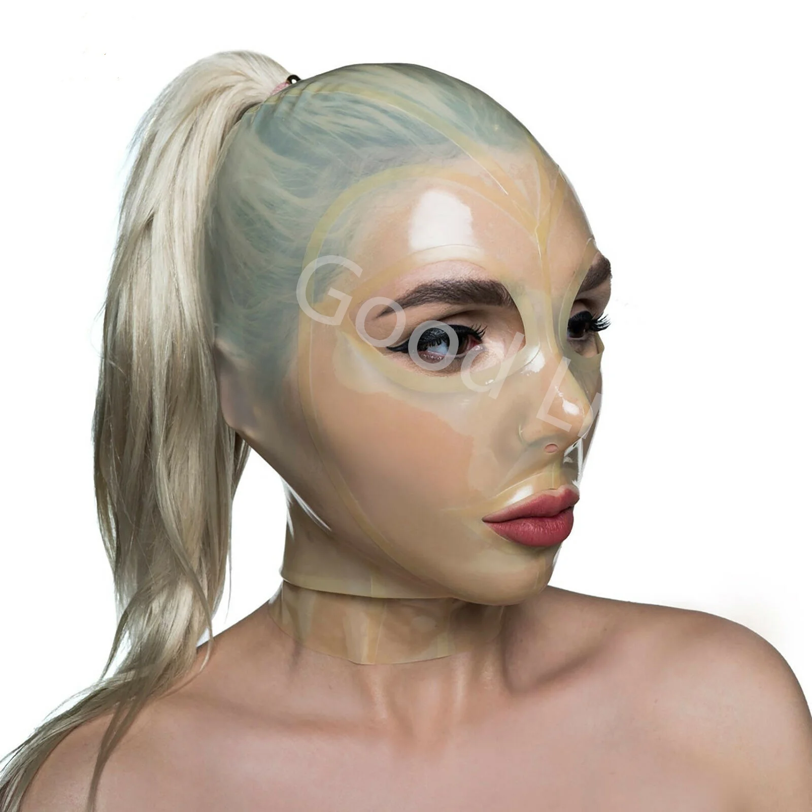 Translucent-Latex-Mask-Hood-Ponytail-Open-and-Back-Zipper-for-Catsuit ...