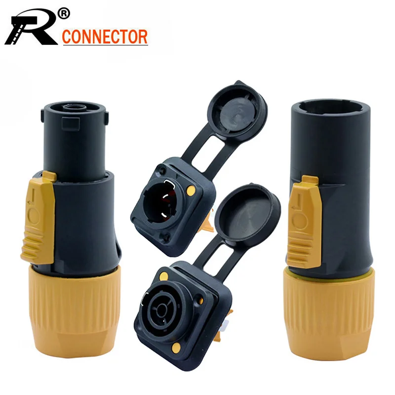 100pcs Ip65 Waterproof 3pin Ac Power Connector Male+female Plug Jack ...
