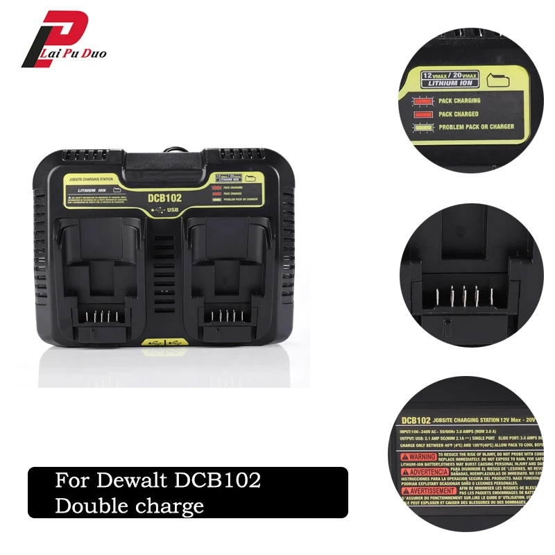 DCB102 DCB200 battery charger for Dewalt Battery 10.8V 12V 14.4V 18V ...