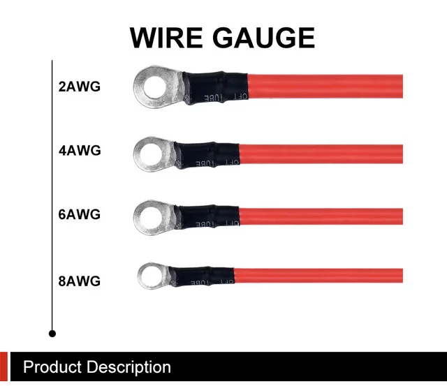 Black And Red Copper Wire Universal 4 Gauge AWG Battery Cable With ...