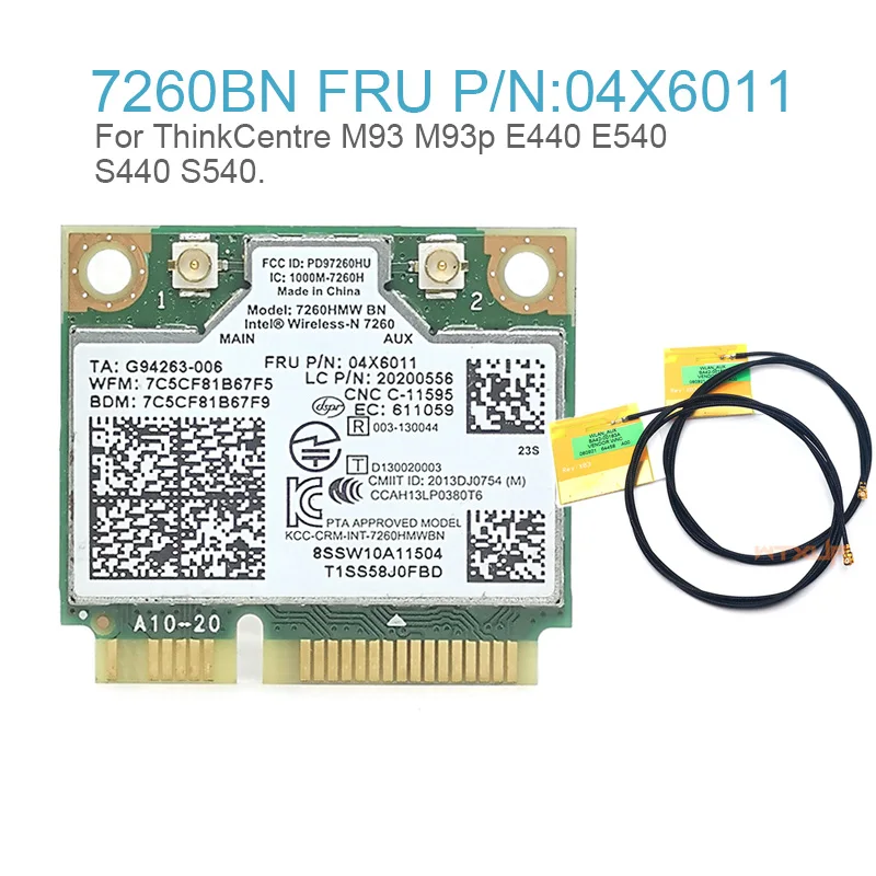 Intel Wireless 7260HMW Bluetooth 4.0 BN WiFi mini PCIE Wlan Card BT4.0 ...
