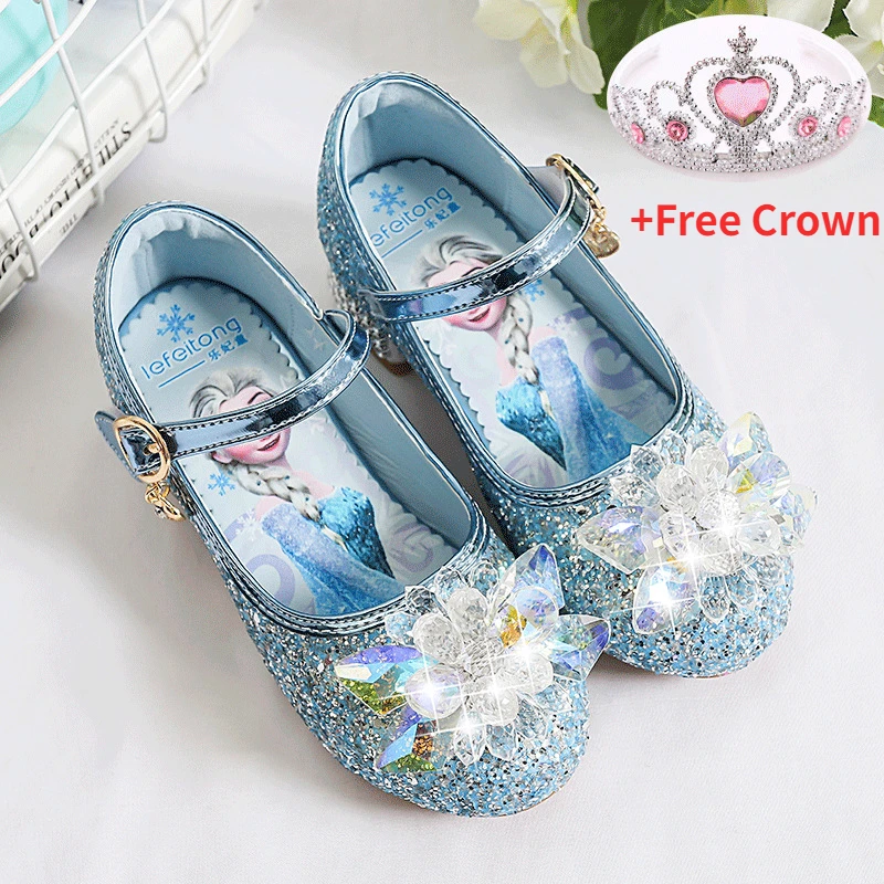 Frozen-Elsa-Princess-Children-Girls-High-Heel-Shoes-Crystal-Shoes-Kids ...