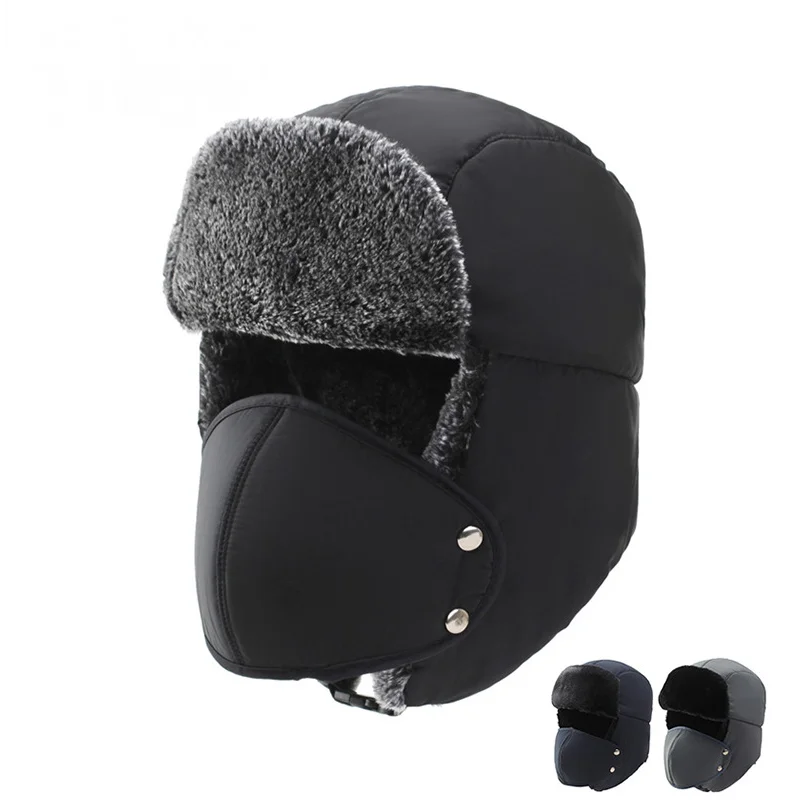 New Windproof Warm Hat Winter Warm Bomber Hats Men Women Thermal Hat ...