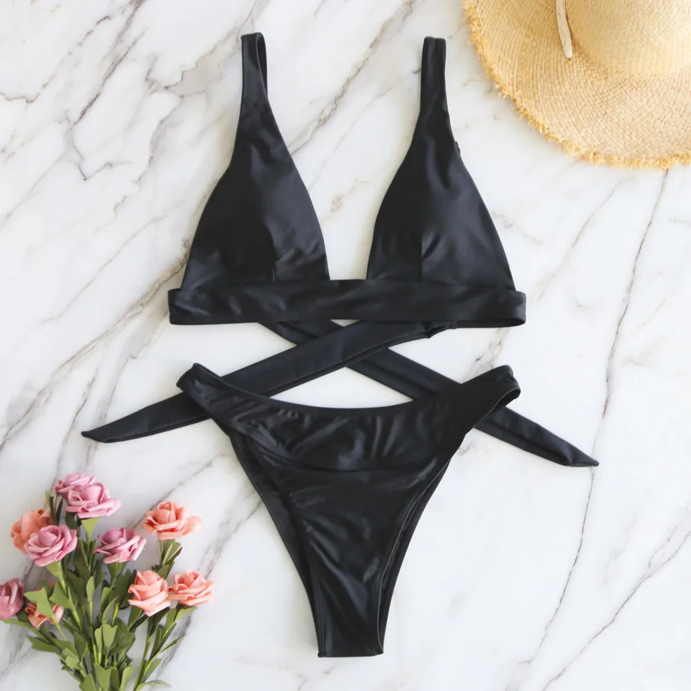 Sexy Bikini 2020 Swimwear Women Swimsuit Deep V Bathing Suit Solid ...