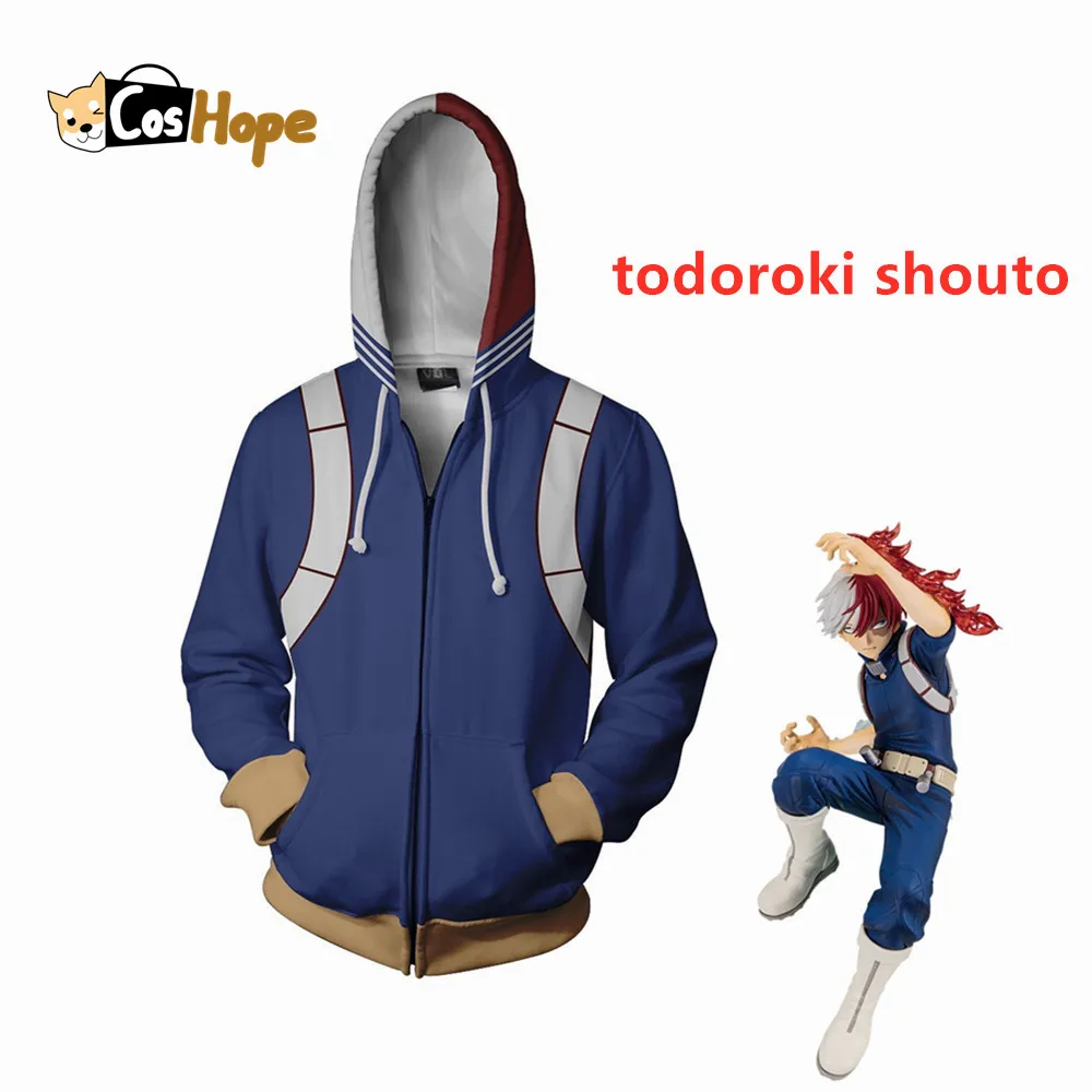 Todoroki moletom meu herói academia hoodie todoroki 3d impresso jaqueta ...