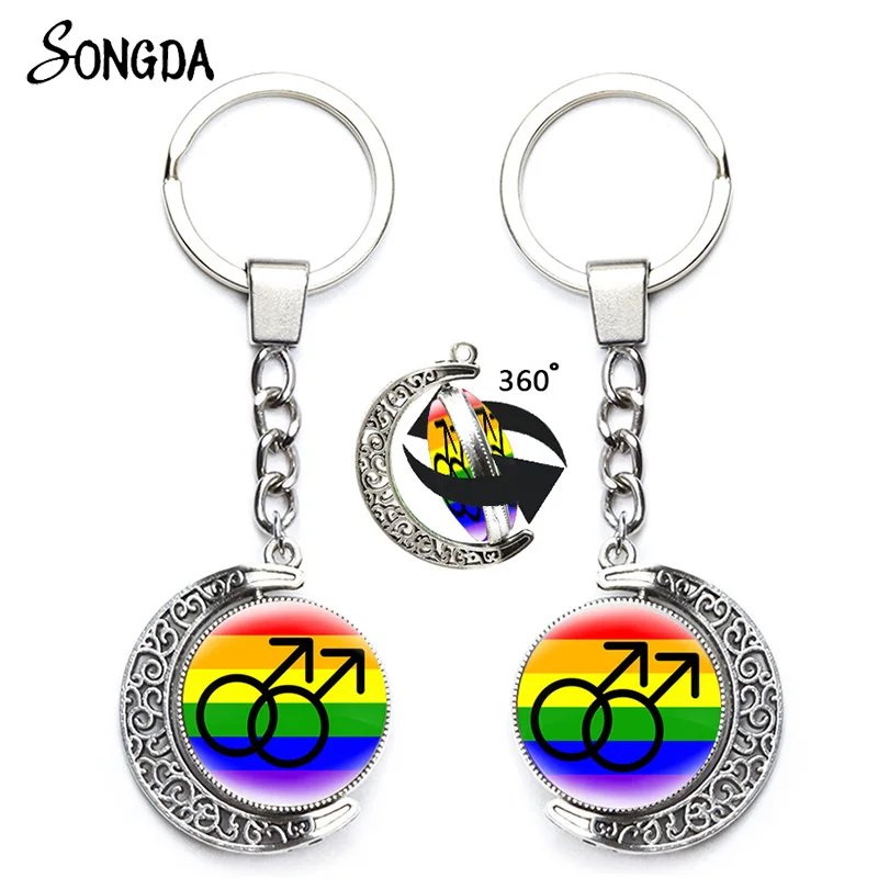 LGBT Flag Rainbow Keychains Pendant Holder Gay Lesbian Bisexual ...