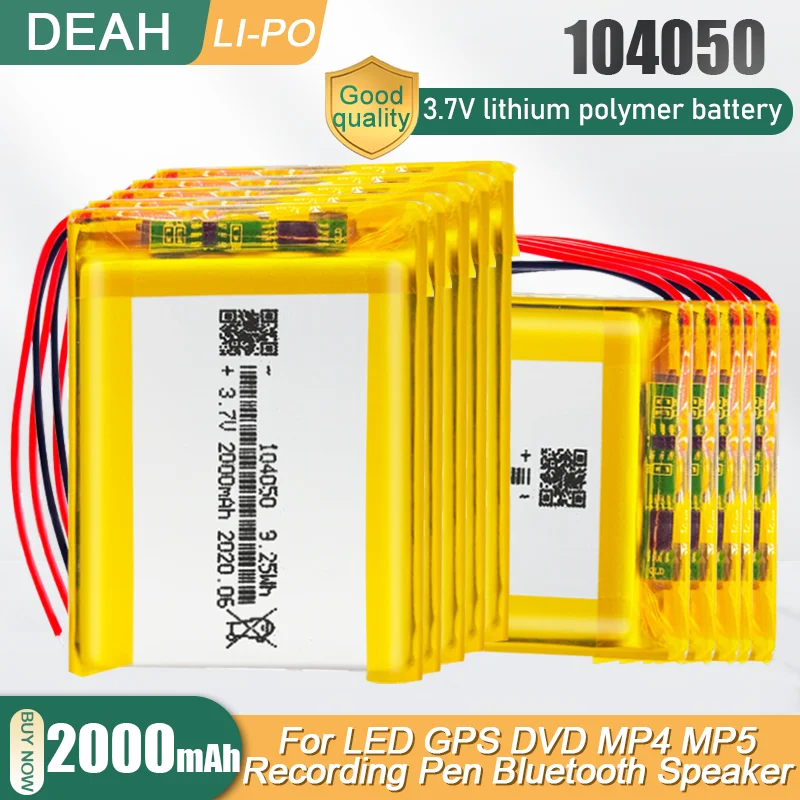 104050-3-7V-2000mAh-Rechargeable-Lithium-Polymer-Battery-For-GPS-MP3 ...