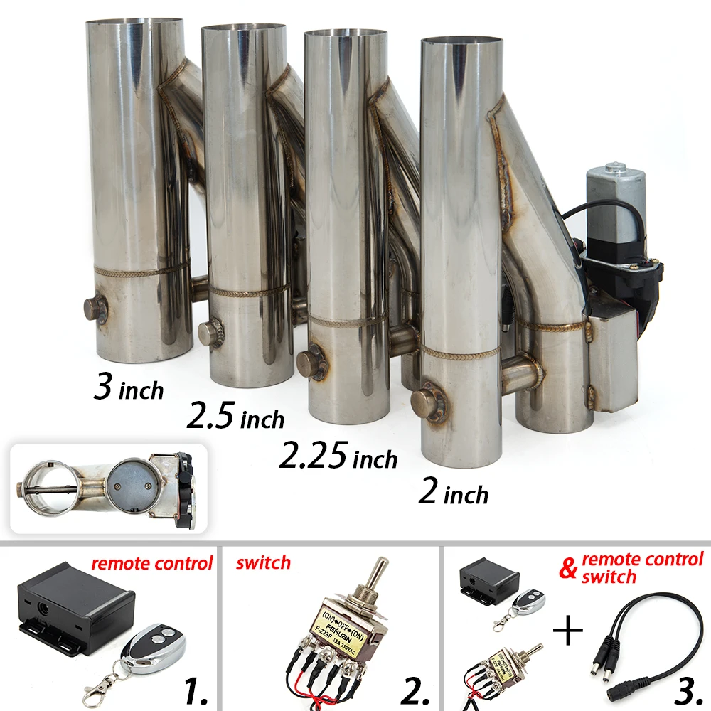 304 Stainless Steel Y Pipe Electric Exhaust Cutout On/off Dual Valve ...