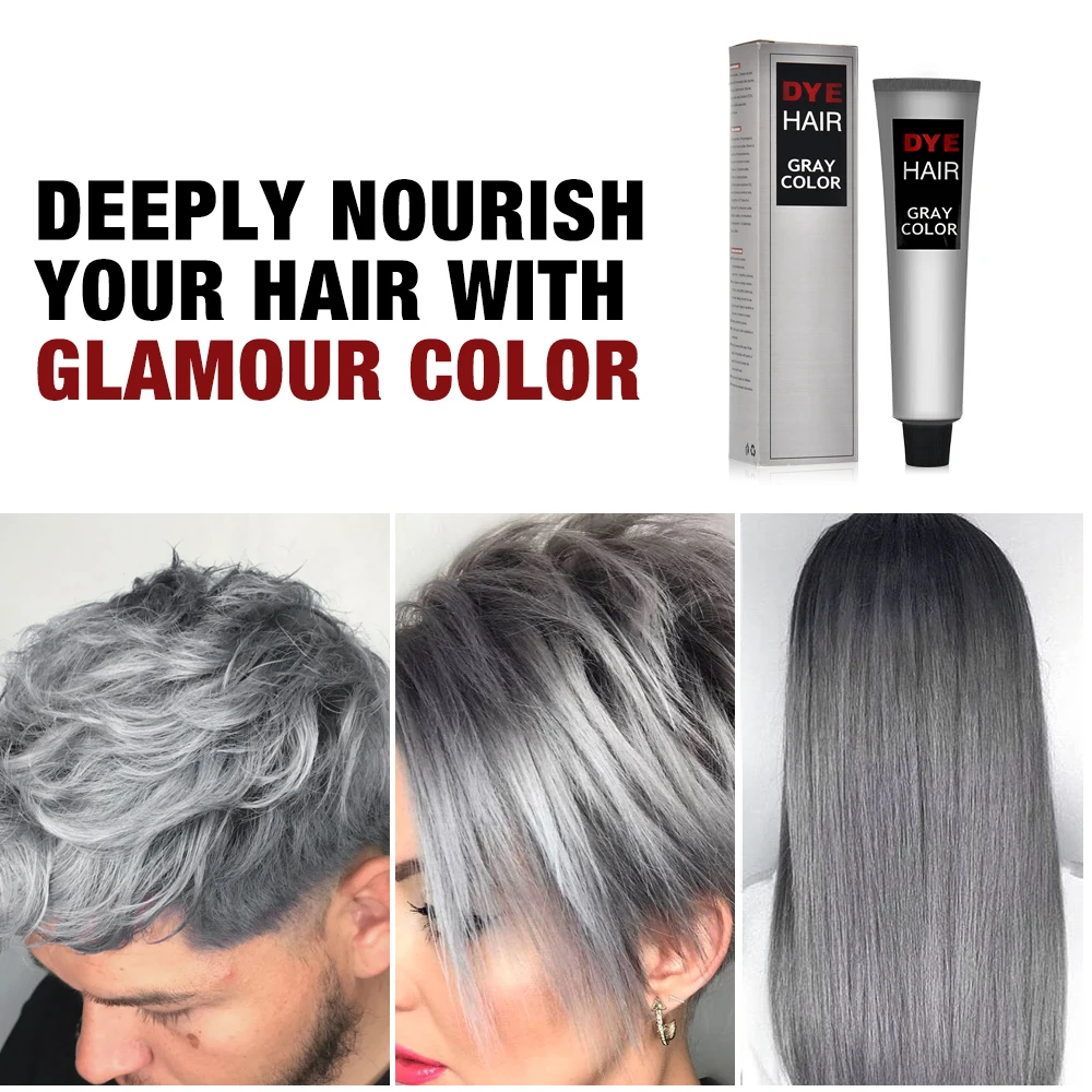 Crema-de-tinte-para-el-cabello-Unisex-Color-gris-ahumado-estilo-Punk ...