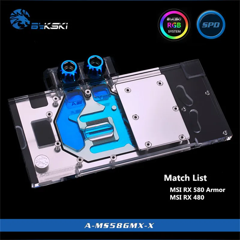 Bykski bloque de agua GPU de cobertura completa, para MSI RX580/480, X8G/8G/4G, tarjeta gráfica ...