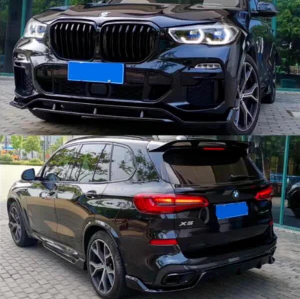 G05 X5 PP черная краска передний задний бампер диффузор для губ с боковой юбкой спойлер для BMW ...