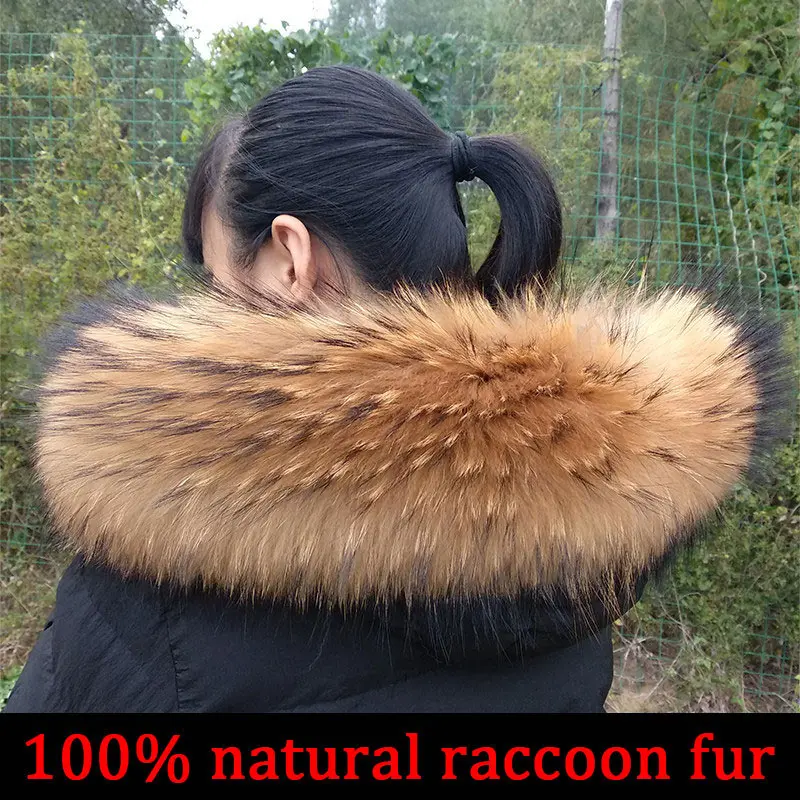 Cllikko 100% Real Fur Collar For Parkas Coats Luxury Warm Natural ...